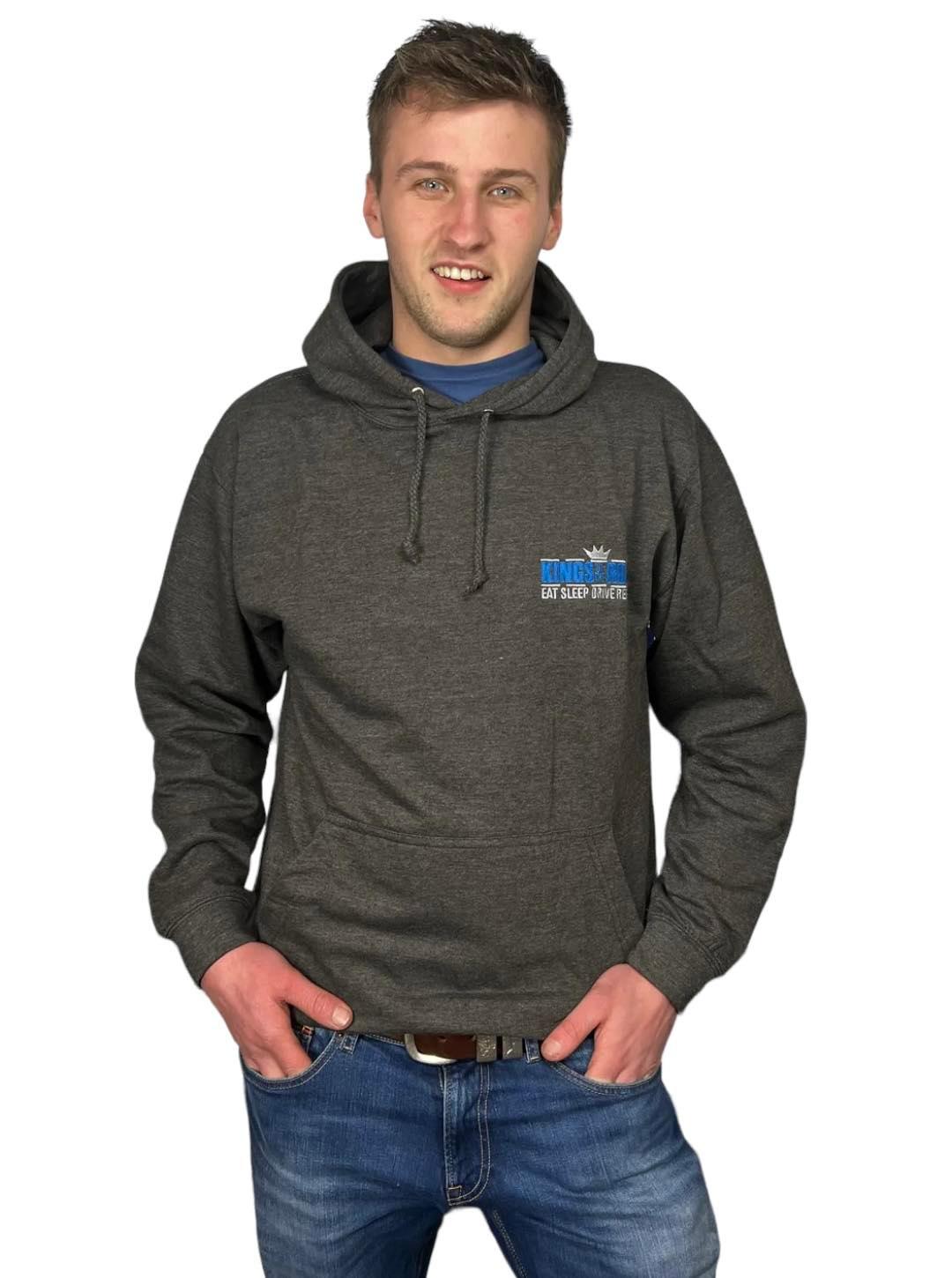 Grey Hoodie Blue Kings Logo – thekingsoftheroad.com